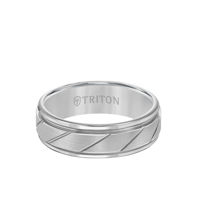 Triton 7MM Tungsten Carbide Ring - Diagonal Cut Center and Round Edge ...